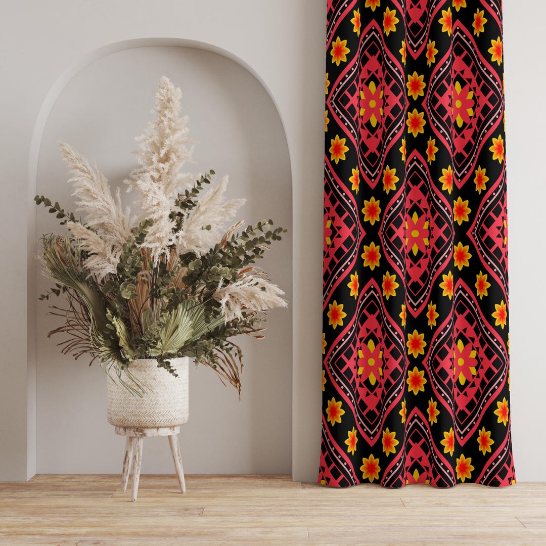 Colorful Ethnic Inspired Curtain, Colorful Geometric Curtain, Ethnic ...