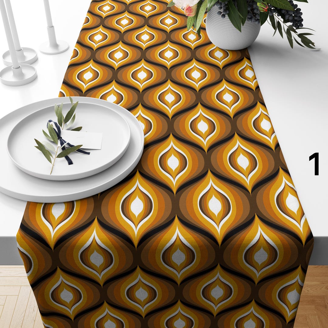 Geometric Shapes Runner, Mcm Table Runners, Mid-century Modern Table ...