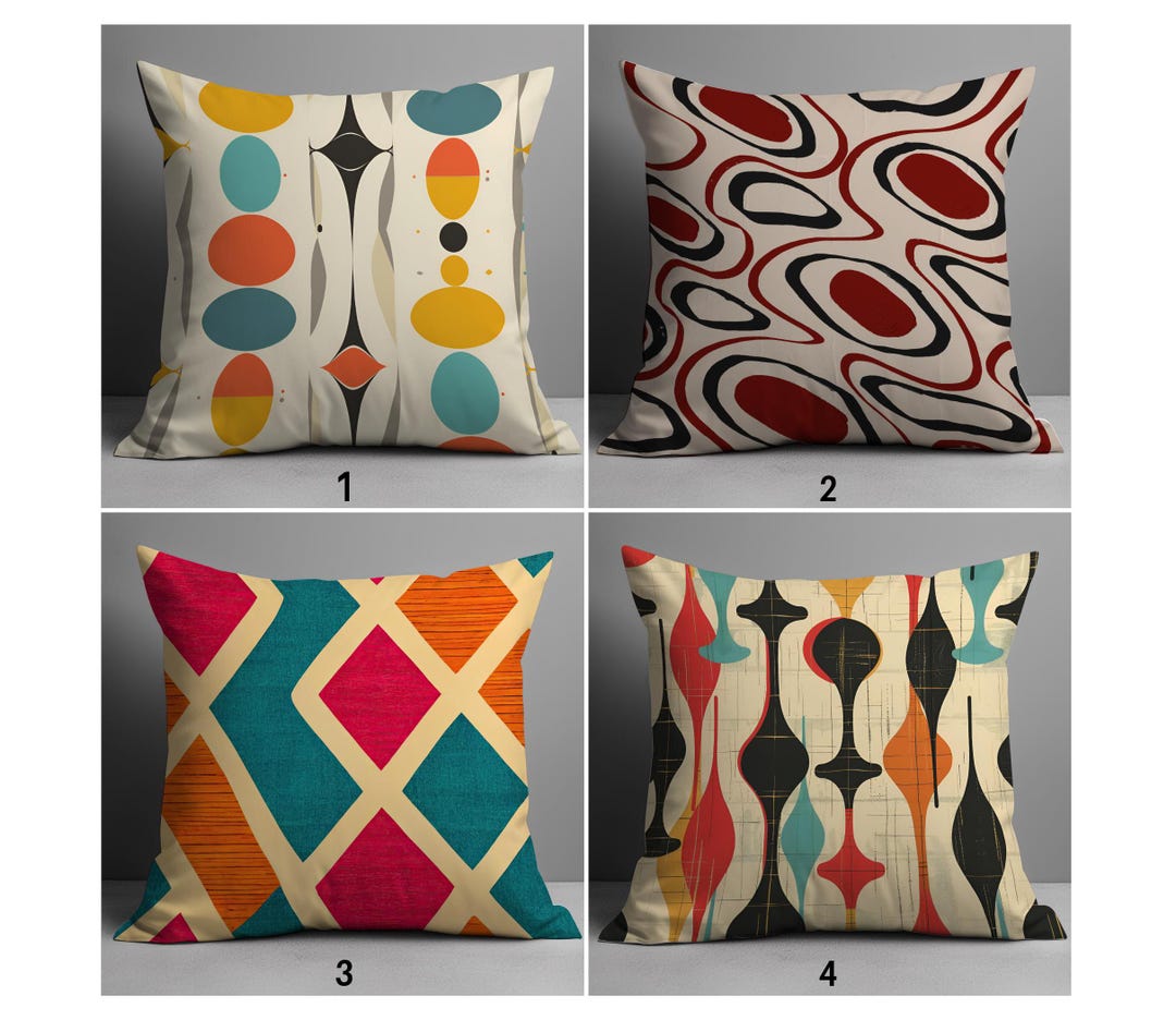 Mid-century Modern Pillow Covers, Geometric Throw Pillow Covers ...