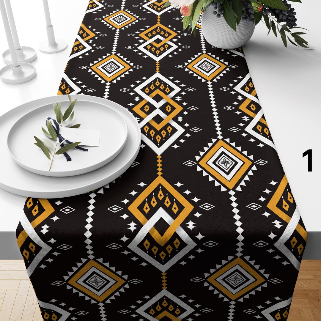 Geometric Table Runner, Tribal Pattern Table Runner, African Safari ...