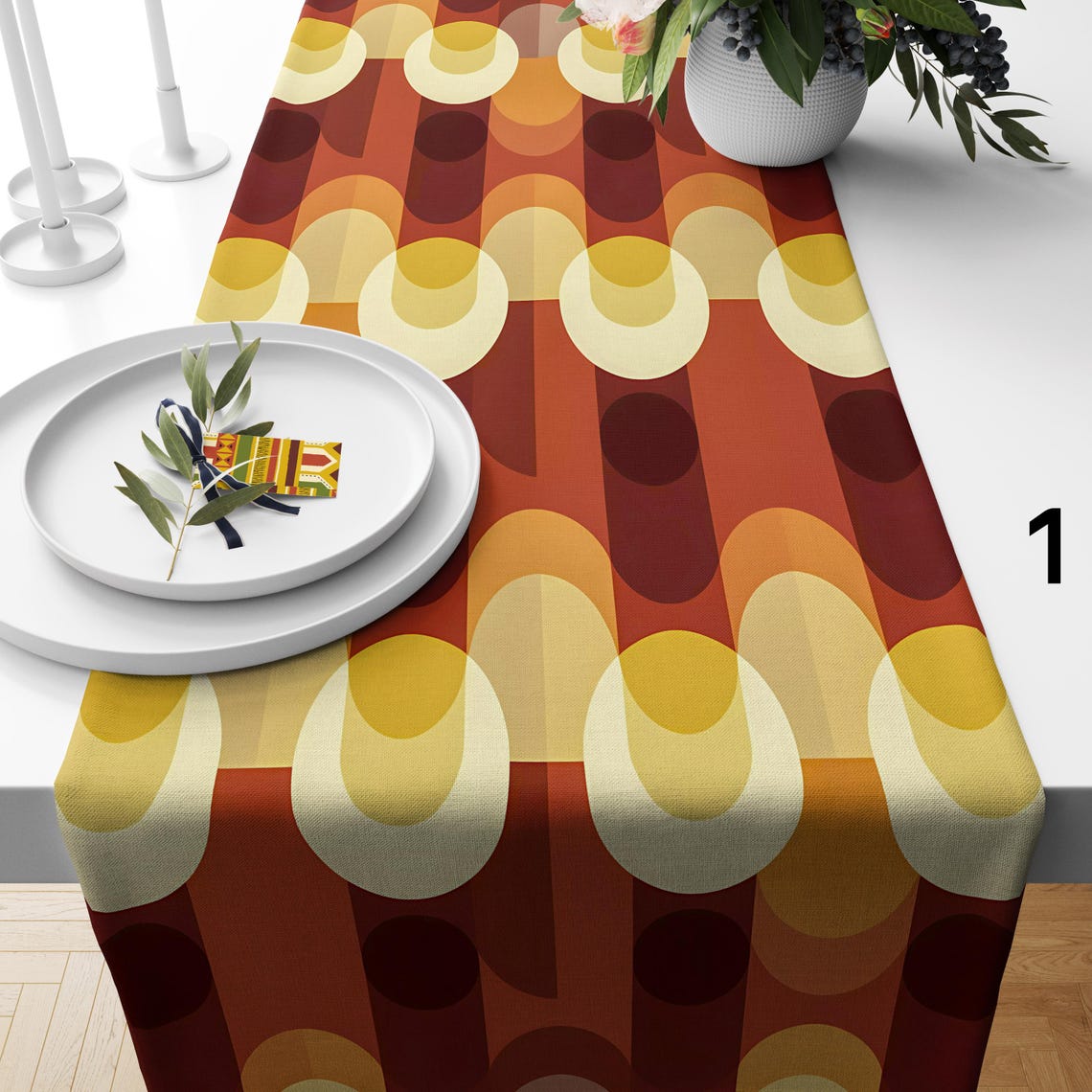 Mid-century Modern Table Runner, Geometric Table Runner, Abstract Table ...