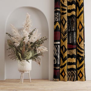 Vibrant African Tribal Pattern Curtain, Ethnic Geometric Window Curtain ...