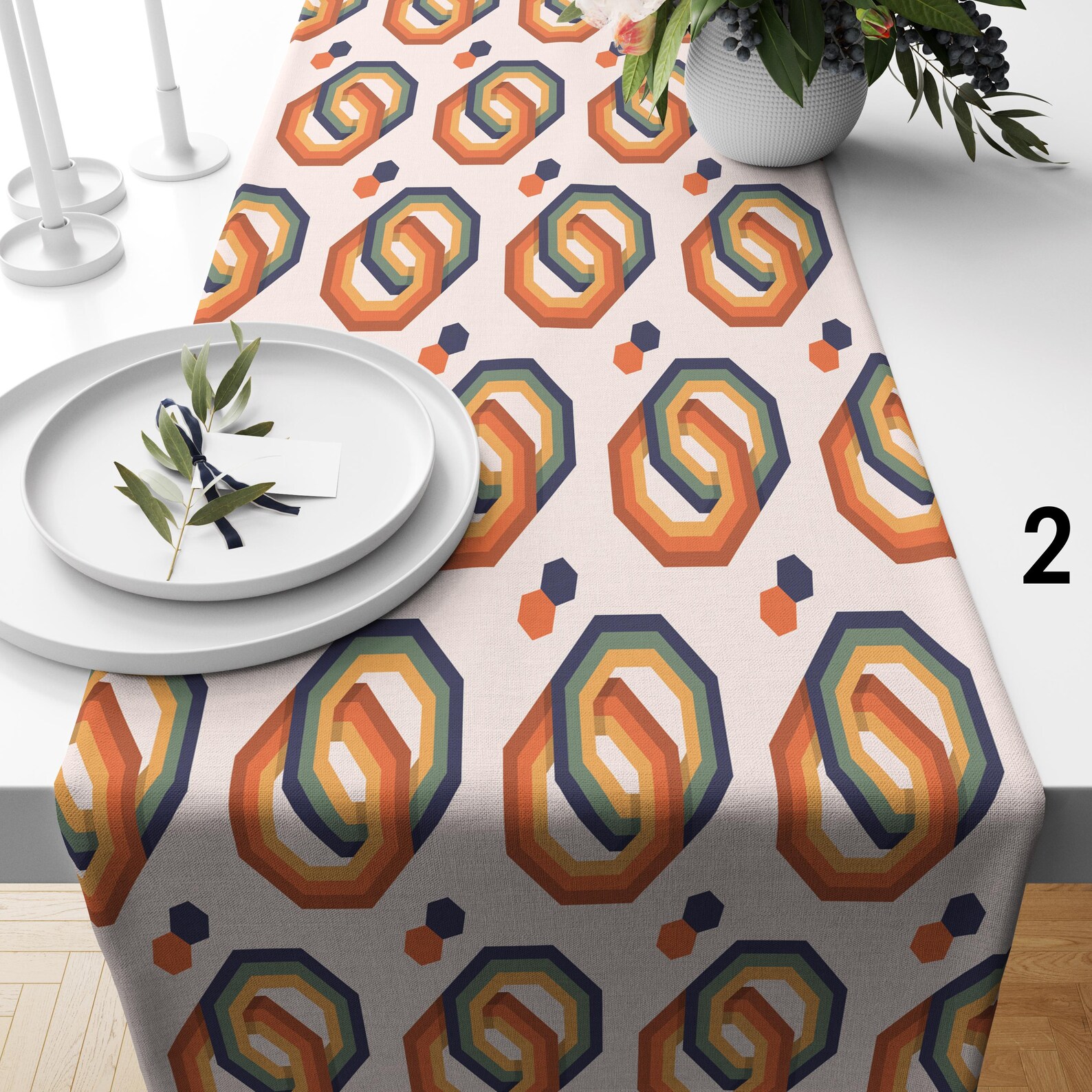 Mid-century Modern Table Runner, Groovy Retro Tablecloth, Abstract ...