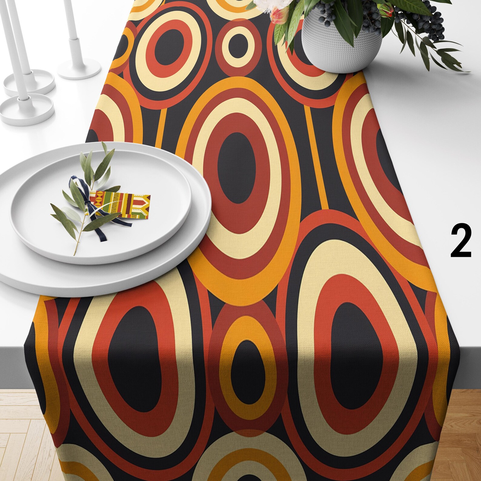 Mid-century Modern Table Runner, Geometric Table Runner, Abstract Table ...