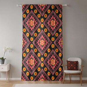 Colorful Ethnic Inspired Curtain, Colorful Geometric Curtain, Ethnic ...