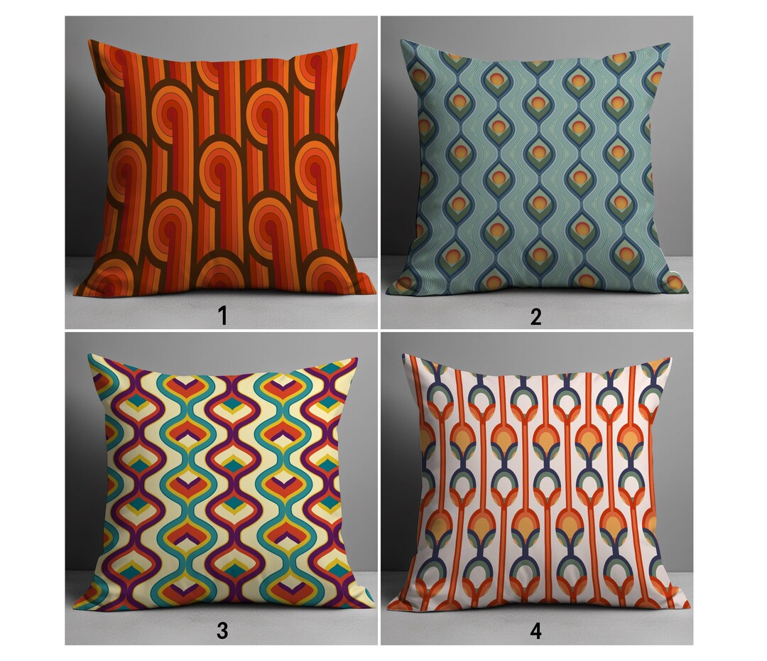 Retro 70s Pillow Covers, Vintage Inspired Pillow Cases, Groovy ...