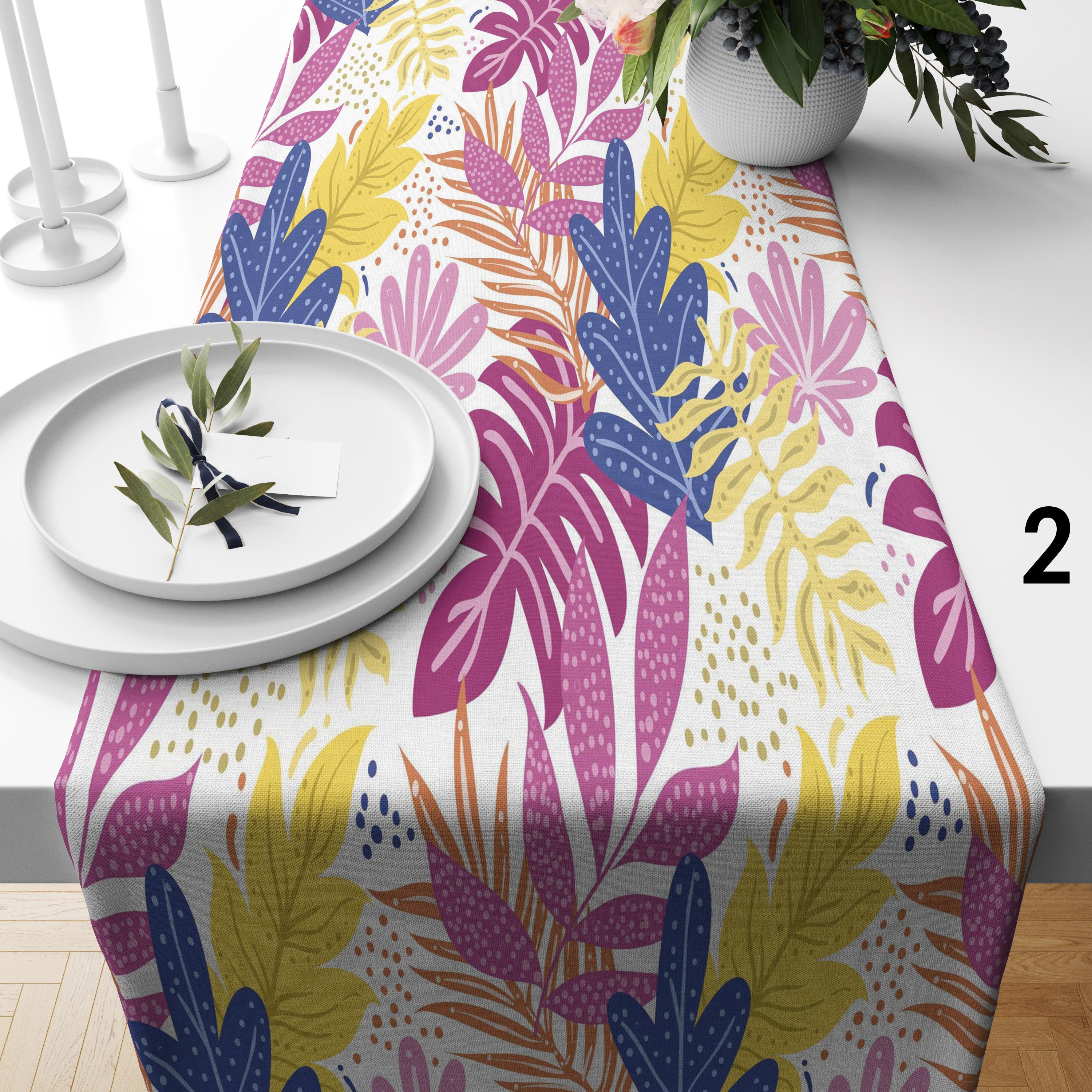 Tropical Cockatoo Table Runners, Jungle Leaf Table Runner, Floral Table ...