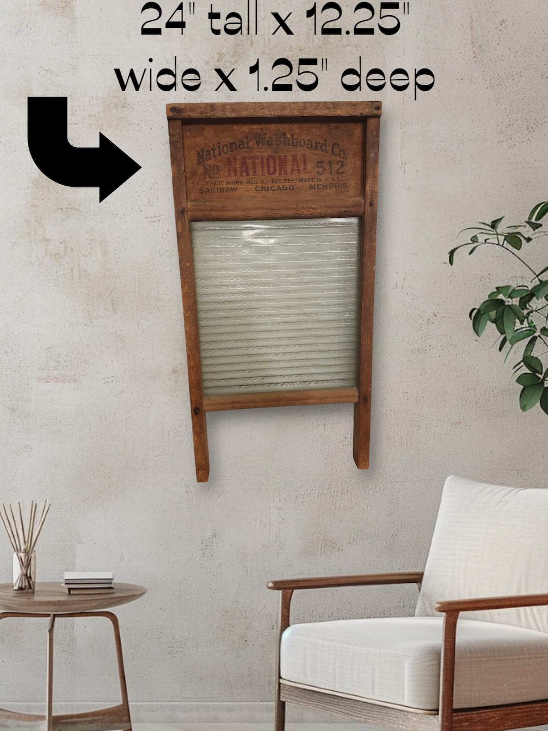 Vintage Glass Washboard, Laundry Room, National Washboard Co, No. 512 ...