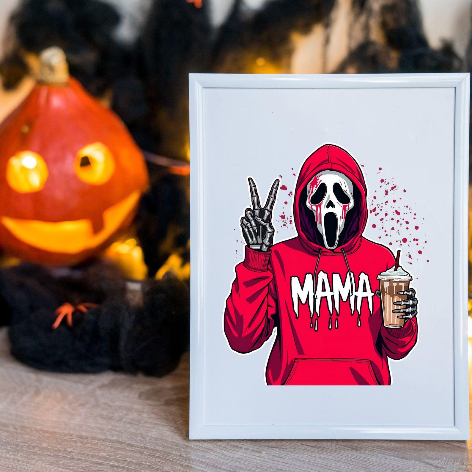 Spooky Mama Ghost Face PNG Bundle: Horror Halloween Clipart (digital ...