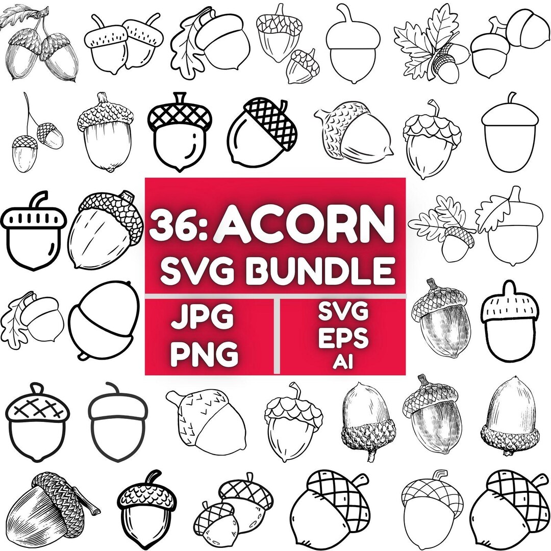 Acorn SVG Clipart Bundle: Fall Thanksgiving Designs (digital Download ...