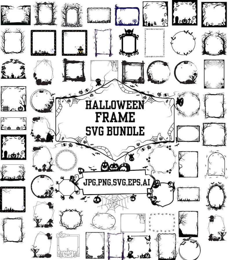 Halloween Frame SVG Bundle: Spooky Gothic Designs (digital Download) - Etsy