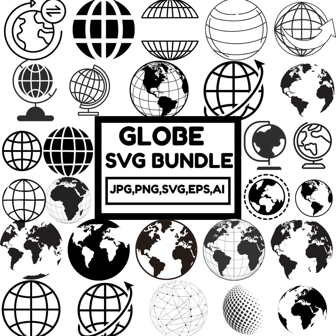 Globe SVG Bundle: World Map Clipart for Cricut (PNG, AI) - Etsy