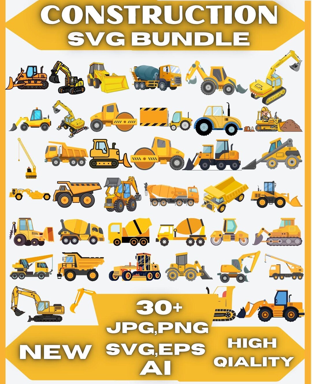 Construction Vehicles Svg,heavy Machinery Clipart,dumb Truck Svg for ...