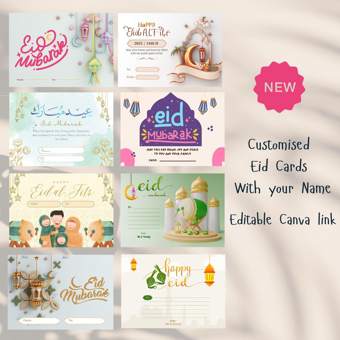Eid Cards Pack of 10 | Eid Mubarak Cards Bundle | Greeting Cards for ...