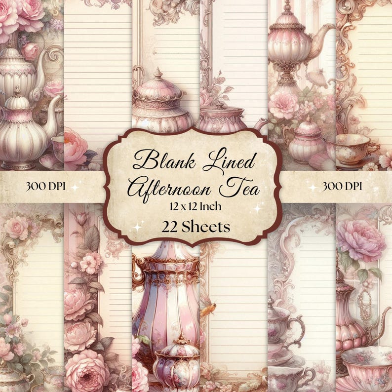 Afternoon Tea Junk Journal, Printable Lined Pages for Scrapbooking ...