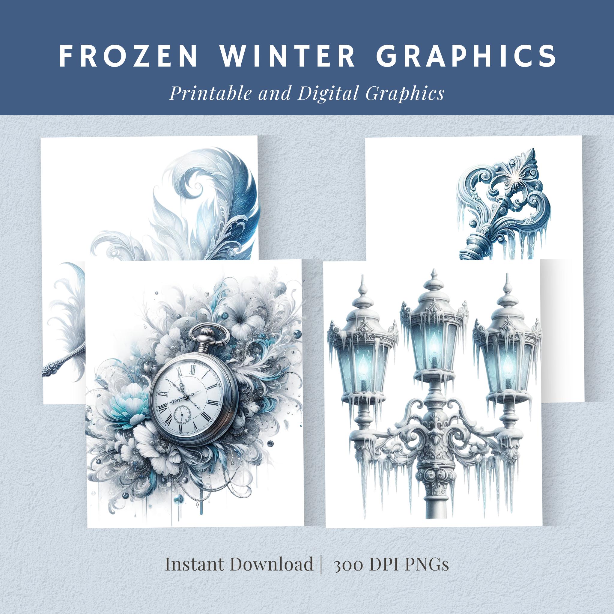 21 Elegant Frozen Scrapbook Clipart, Digital & Printable Winter ...