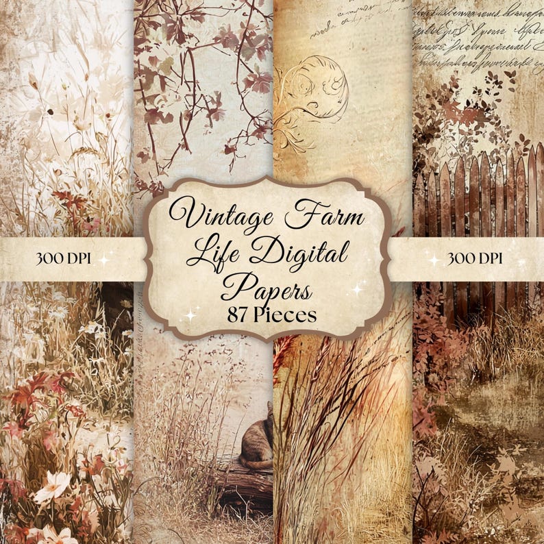 Vintage Farm Life Journal Pages A4 Junk Journal Paper, Elegant ...