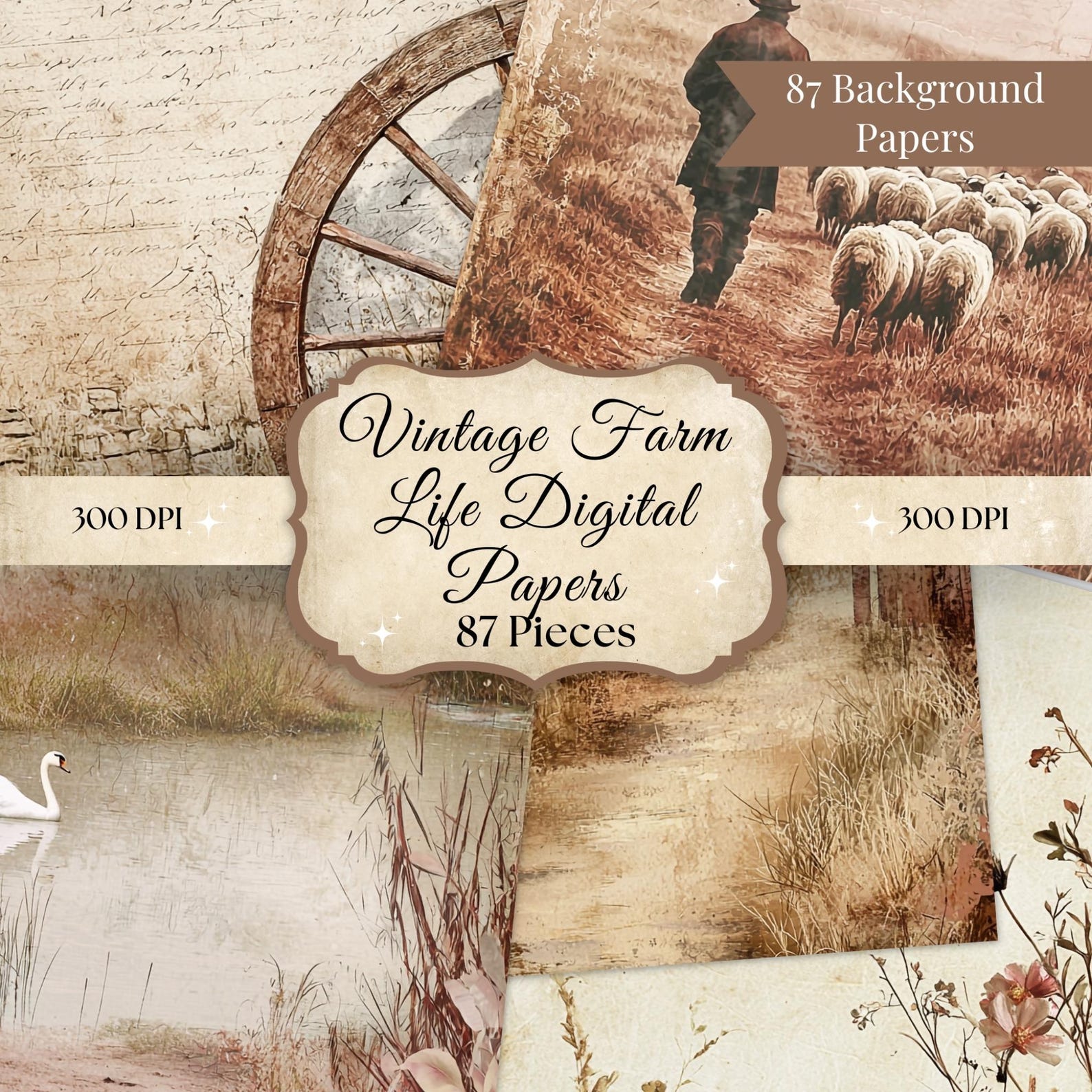 Vintage Farm Life Journal Pages A4 Junk Journal Paper, Elegant ...
