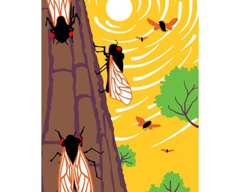 5 Color Fall Nature Scene 4X6 Screenprint Card - Etsy