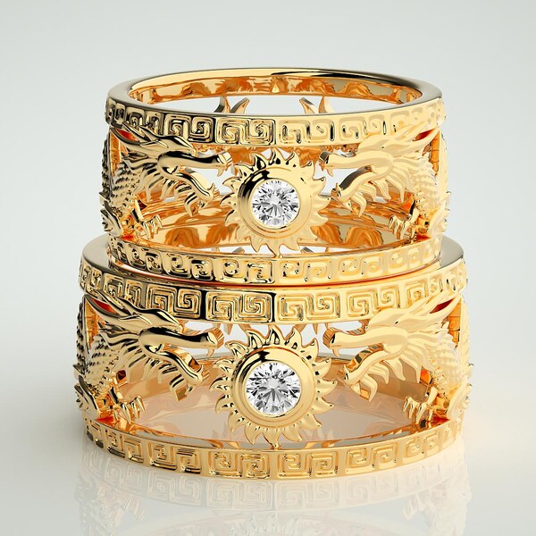 Dragon Wedding Ring Set - Etsy