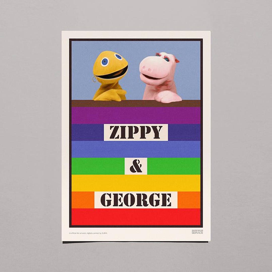 Zippy and George From Rainbow. Digitally Painted Poster, A3 Art Print ...