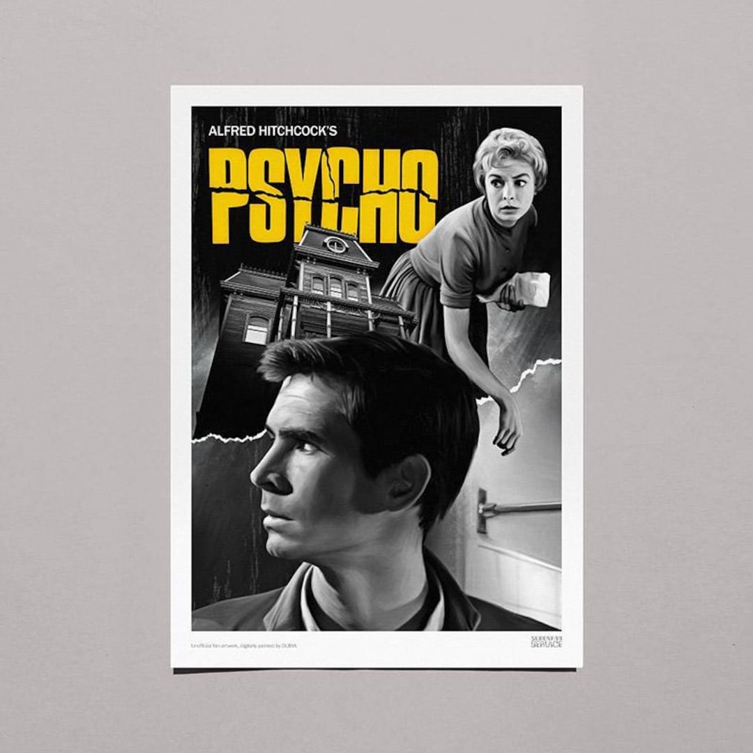 Psycho Fan Art. Digitally Painted Film Poster, A3 Art Print - Etsy