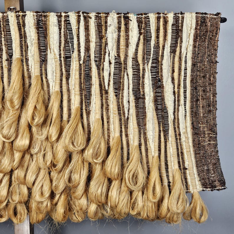 Jute Macrame Wall Tapestry: Vintage Abstract Natural Fiber Art by ...