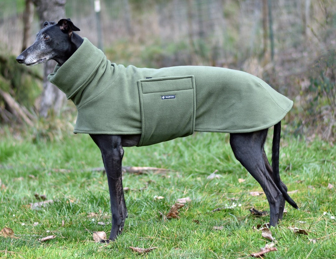 Olive Green Fleece Greyhound Coat, Snood Sighthound Coat - Etsy