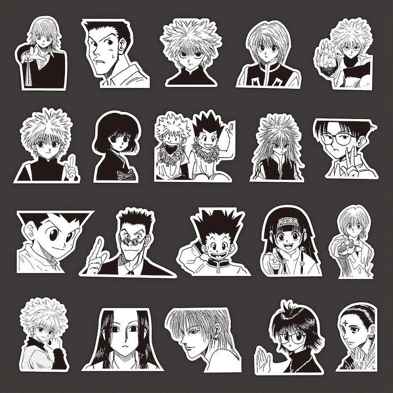 10/30/50pcs Anime Cartoon HUNTER×HUNTER Sticker Black White Decal ...