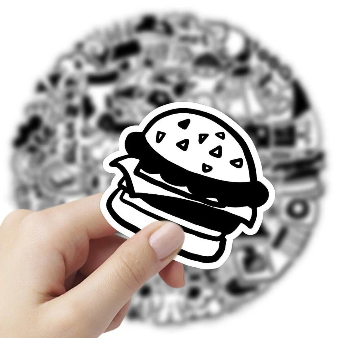 10/30/60pcs Black White Simple Cartoon Stickers Korean Style Cute ...