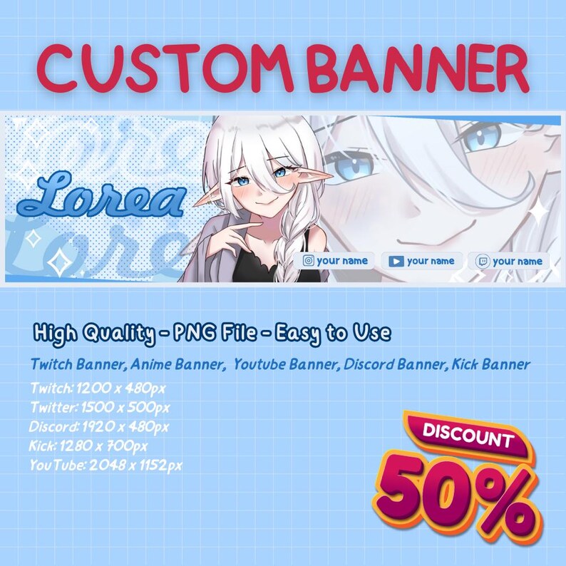 Custom Twitch Banner, Twitch Banner, Anime Banner, Banner Design ...