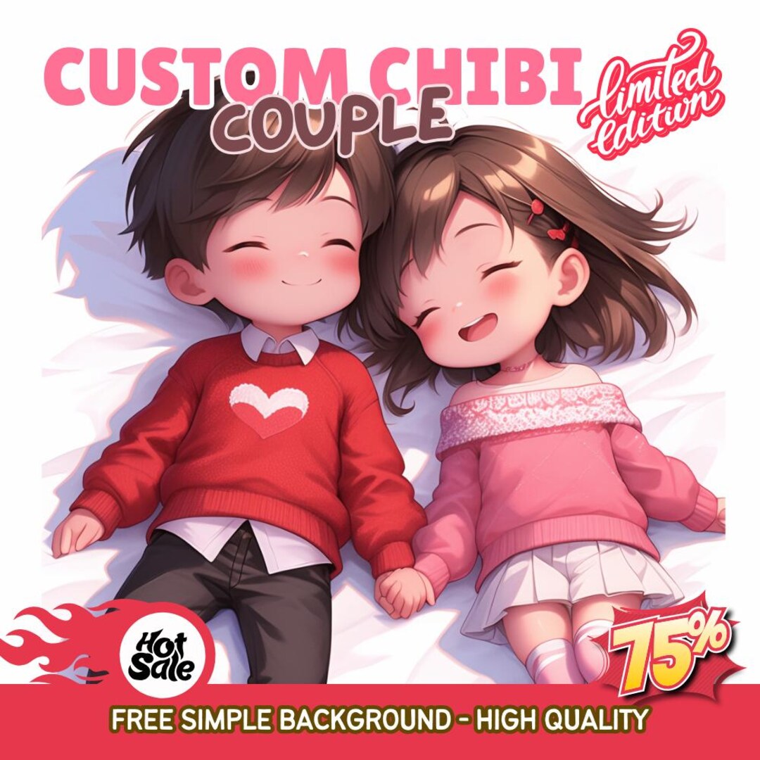 Chibi Couple Commission, Custom Chibi Couple, Chibi Valentine, Cute YCH ...