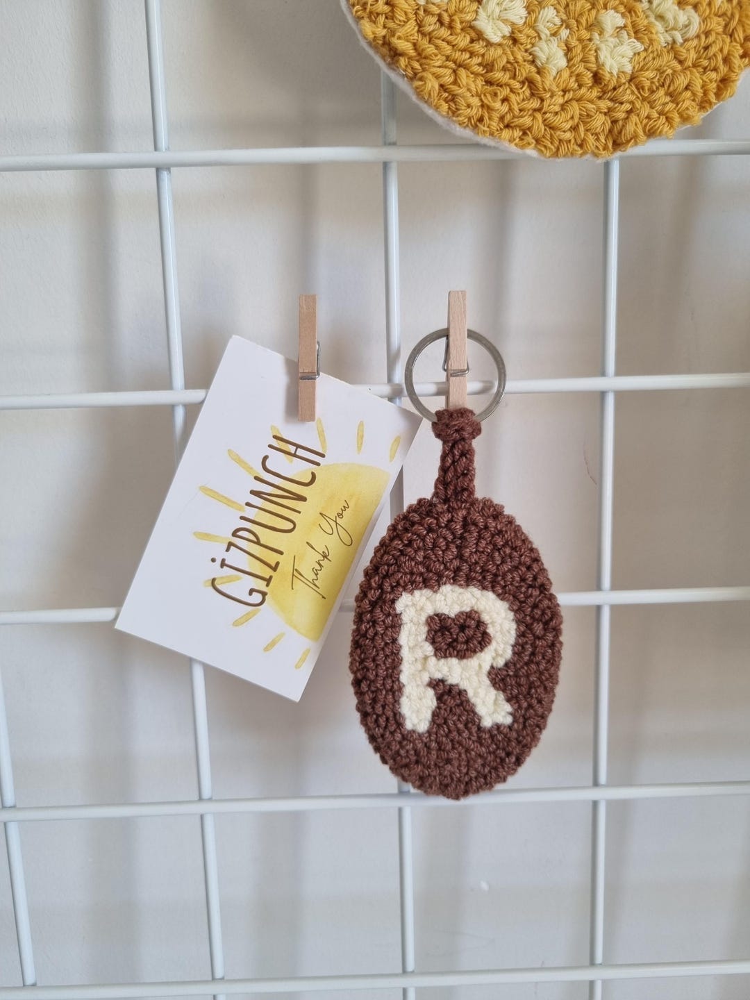 Handmade Punch Needle Custom Letter Keychain - Customizable Keychains ...