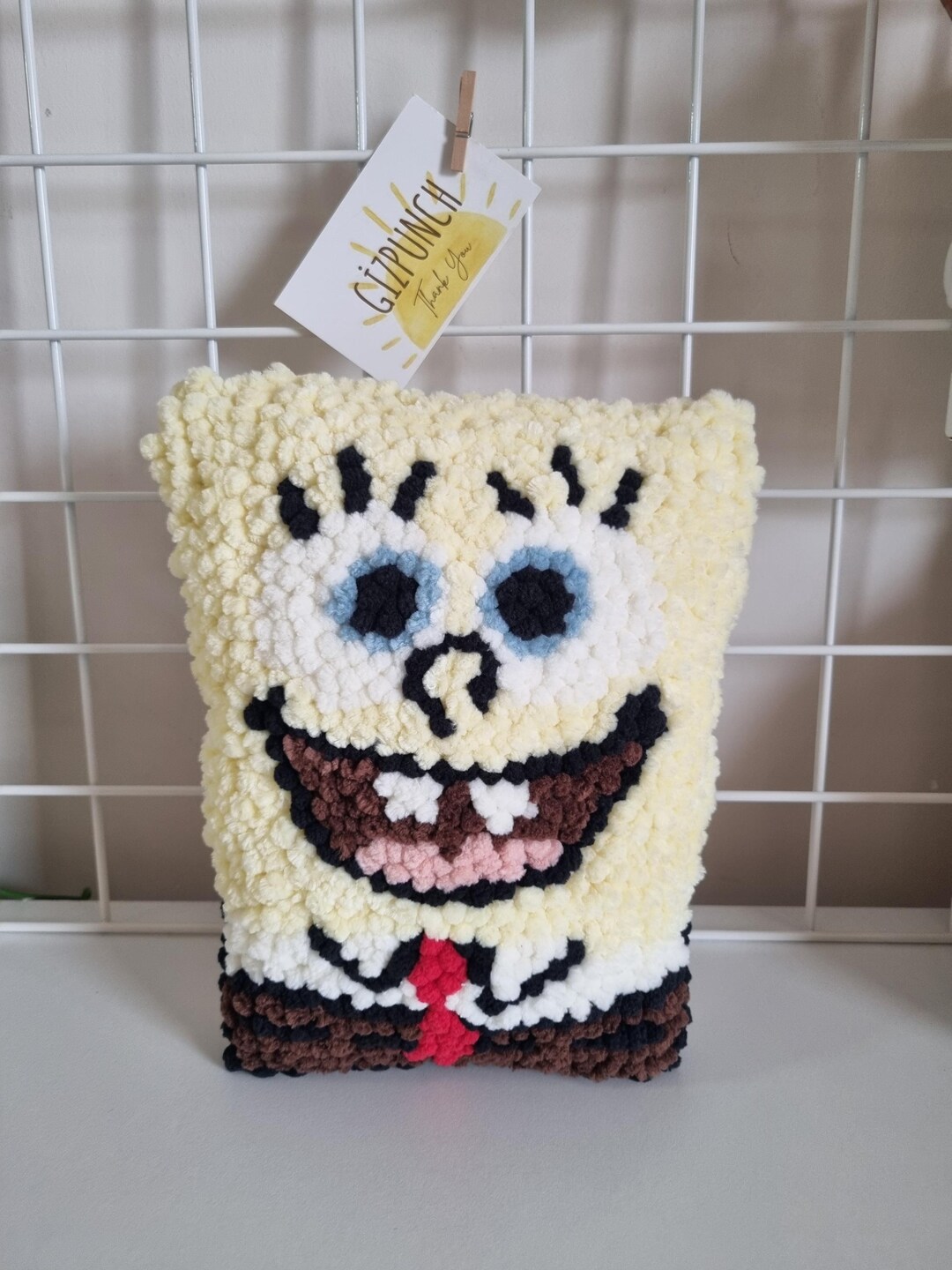 Handmade Punch Needle Spongebob Pillow - for Kids' Room Decor - Etsy