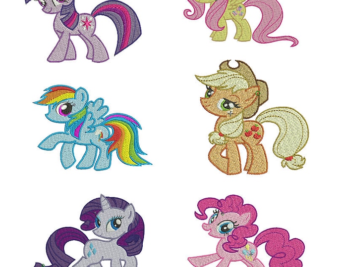 SET OF 6 My Little Pony Embroidery Design Files - Pick Your Size ...