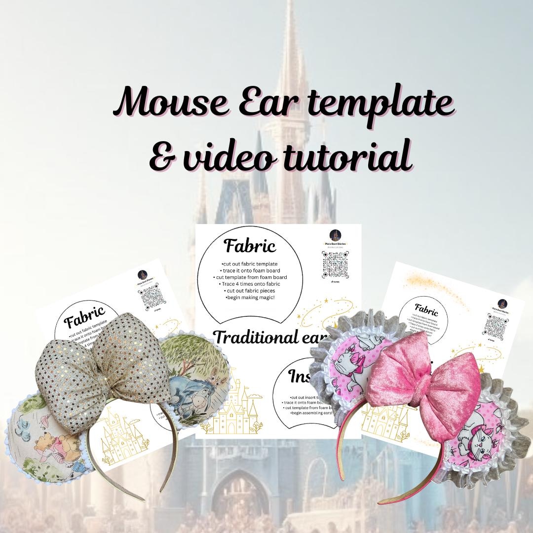 Template, Video Tutorial, Diy Template, Mouse Ear Template, Instant ...
