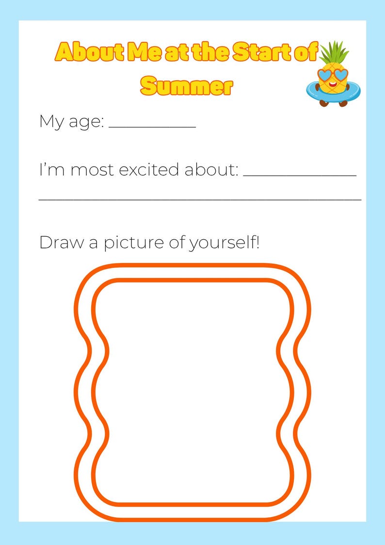 Printable Summer Story Book for Kids: Creative Journal Template - Etsy