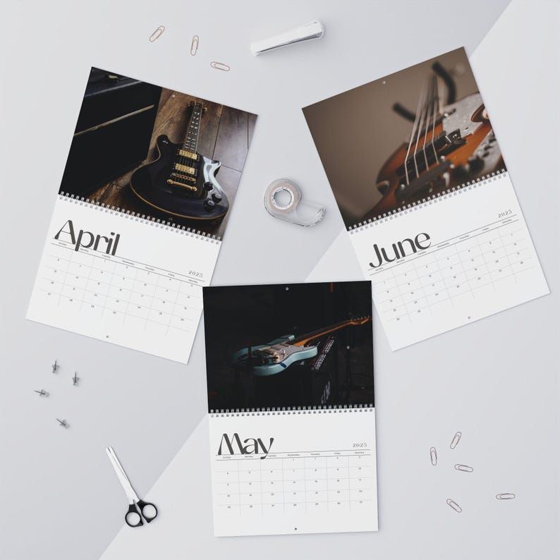Guitar Calendar 2025 , Vintage ,guitar Calendar, New Year, Christmas ...