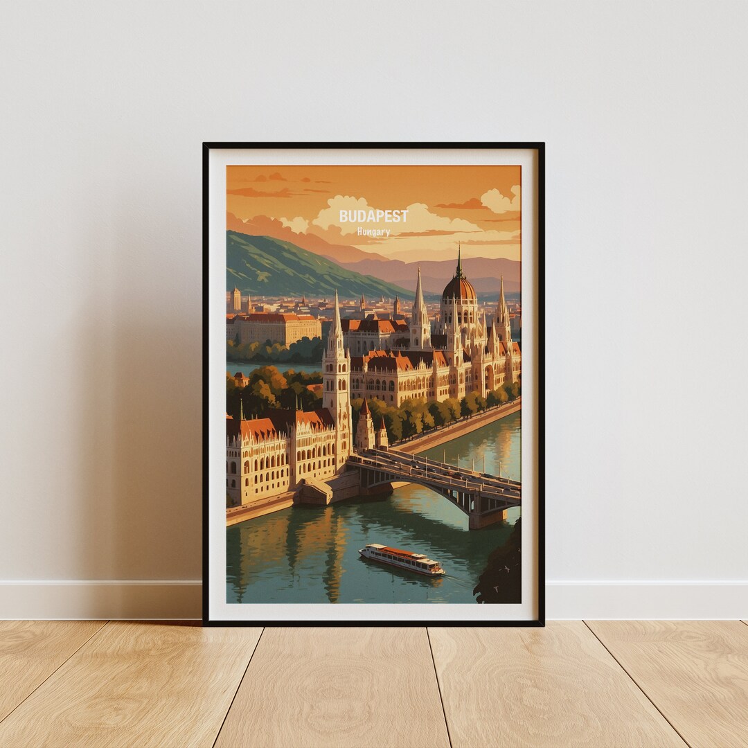 Budapest Wall Art Print - Vintage Budapest Print, Cityscape Art, Unique ...