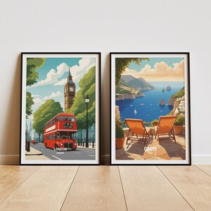 London Travel Poster: Iconic Red Bus & Big Ben Art Print - Etsy