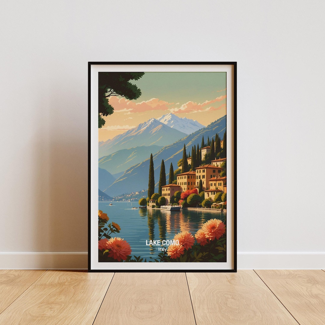 Lake Como Italy Art Print: Vintage Travel Poster - Etsy
