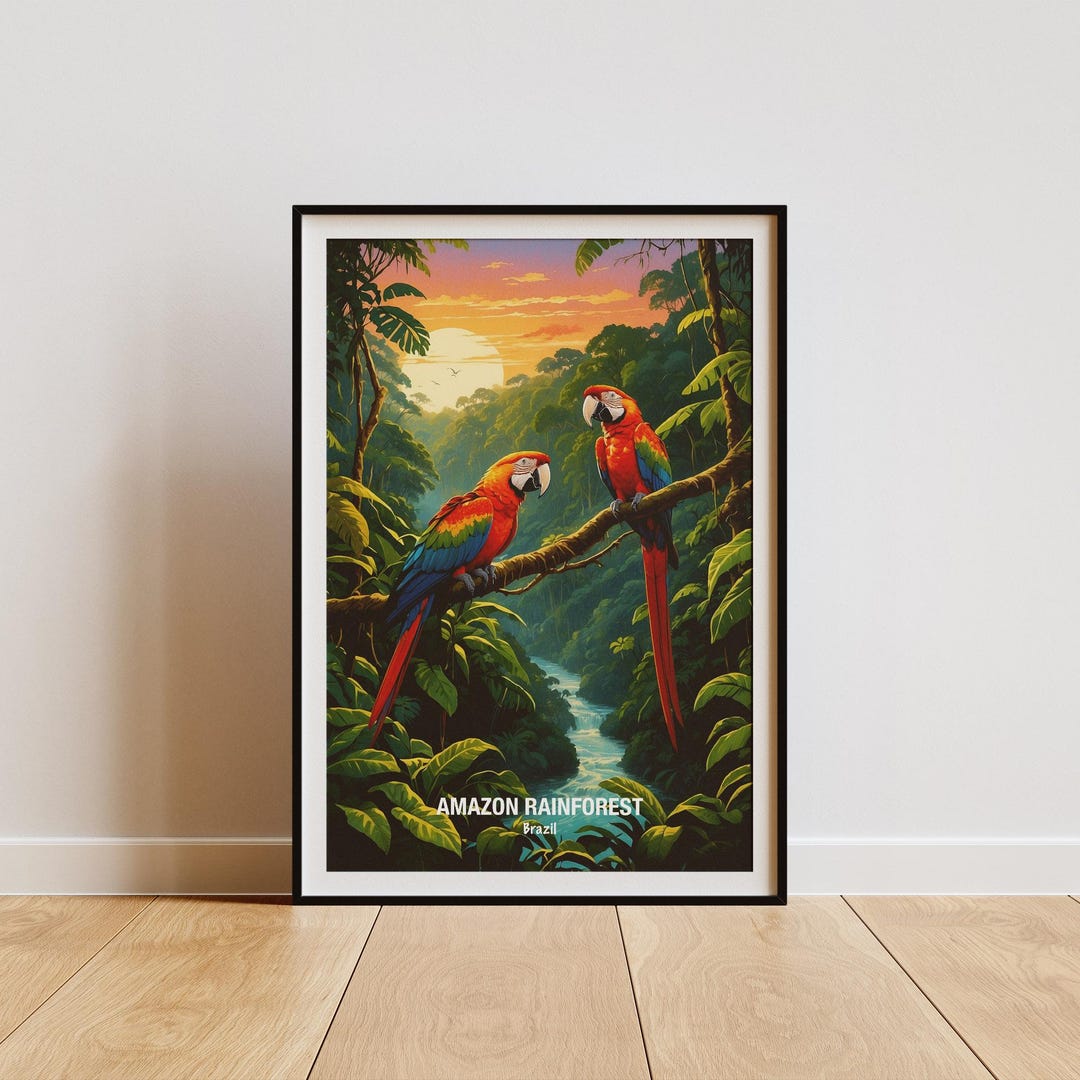 Amazon Rainforest Wall Art Print Brazil Wildlife Art Print, Eco Gift ...