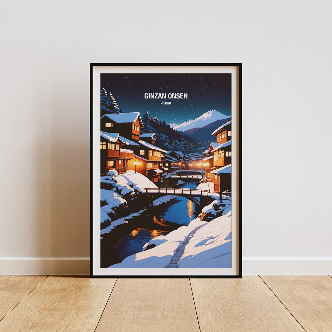 Ginzan Onsen Wall Art Print - Japan Travel Print, Vintage Style Art ...