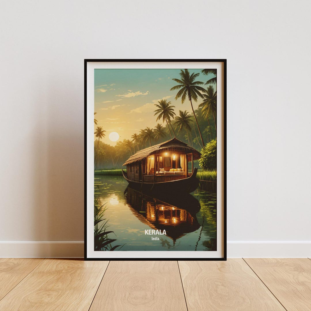 Kerala India Travel Poster: Tropical Backwaters Art Print - Etsy