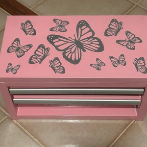 Mini Pink Toolbox Engraved With Butterflies Kobalt/anniversary/birthday ...