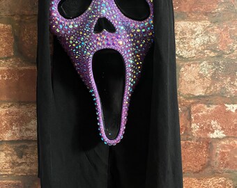 Rhinestone Bedazzled Ghostface Scream Mask - Etsy UK