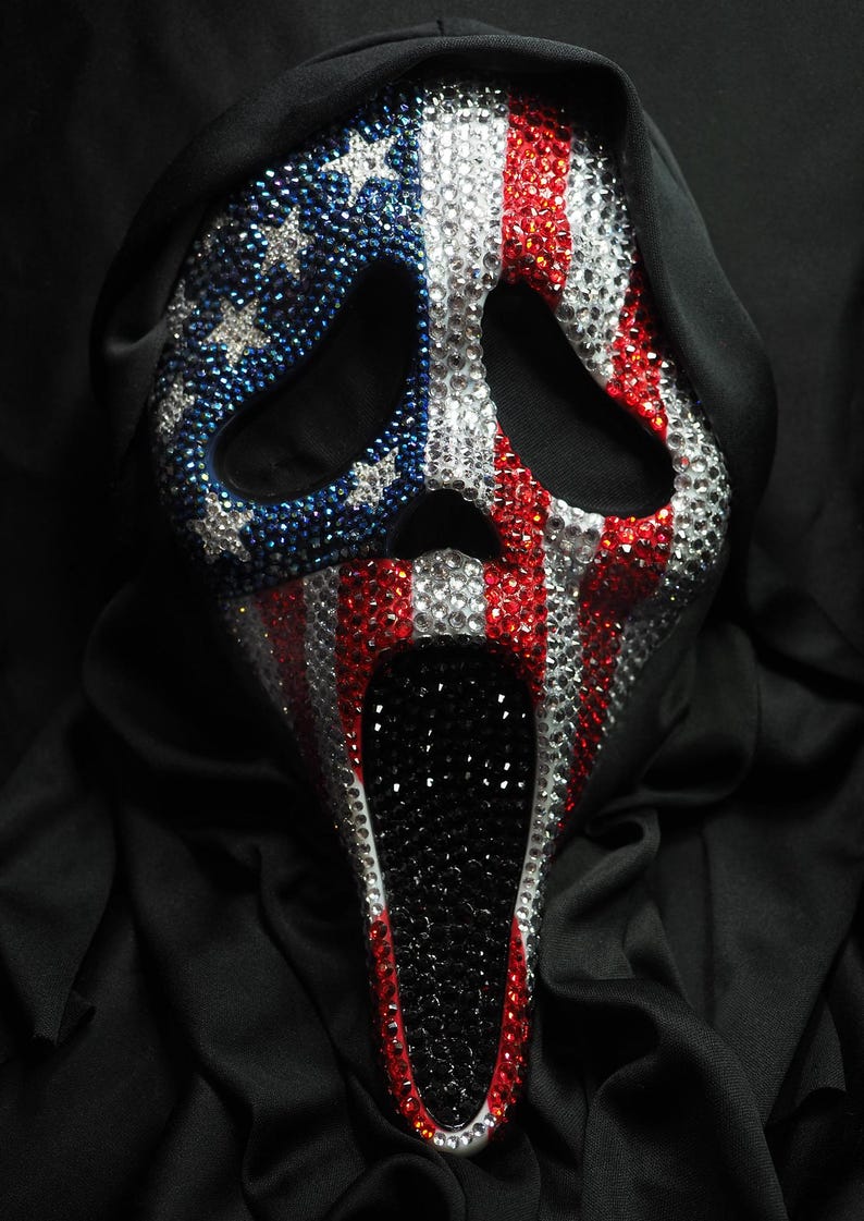 Rhinestone Bedazzled Ghostface Scream Mask - Etsy UK
