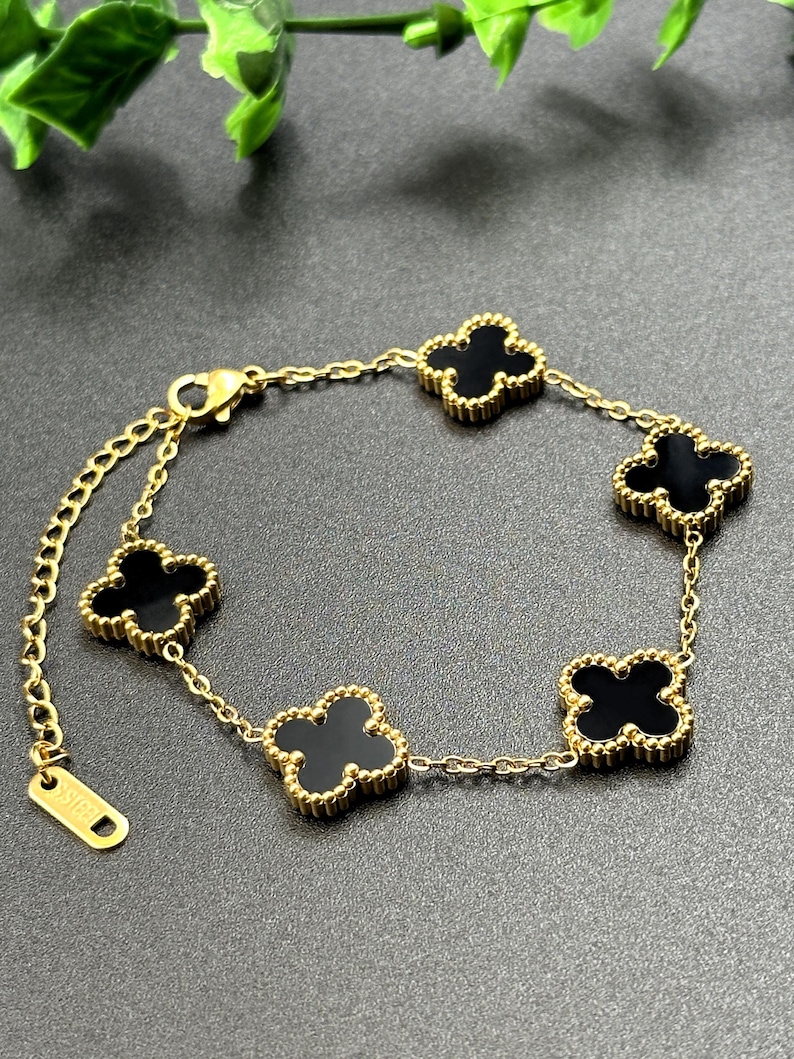 Stylish Four Leaf Clover Bracelets and Necklaces, Gold Plated Clover Jewelry, 18K Stainless ...