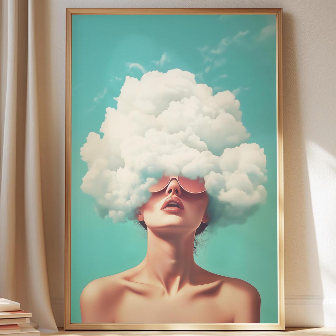 Head in the Clouds Trendy Maximalist Wall Art, Retro Trendy Printable ...