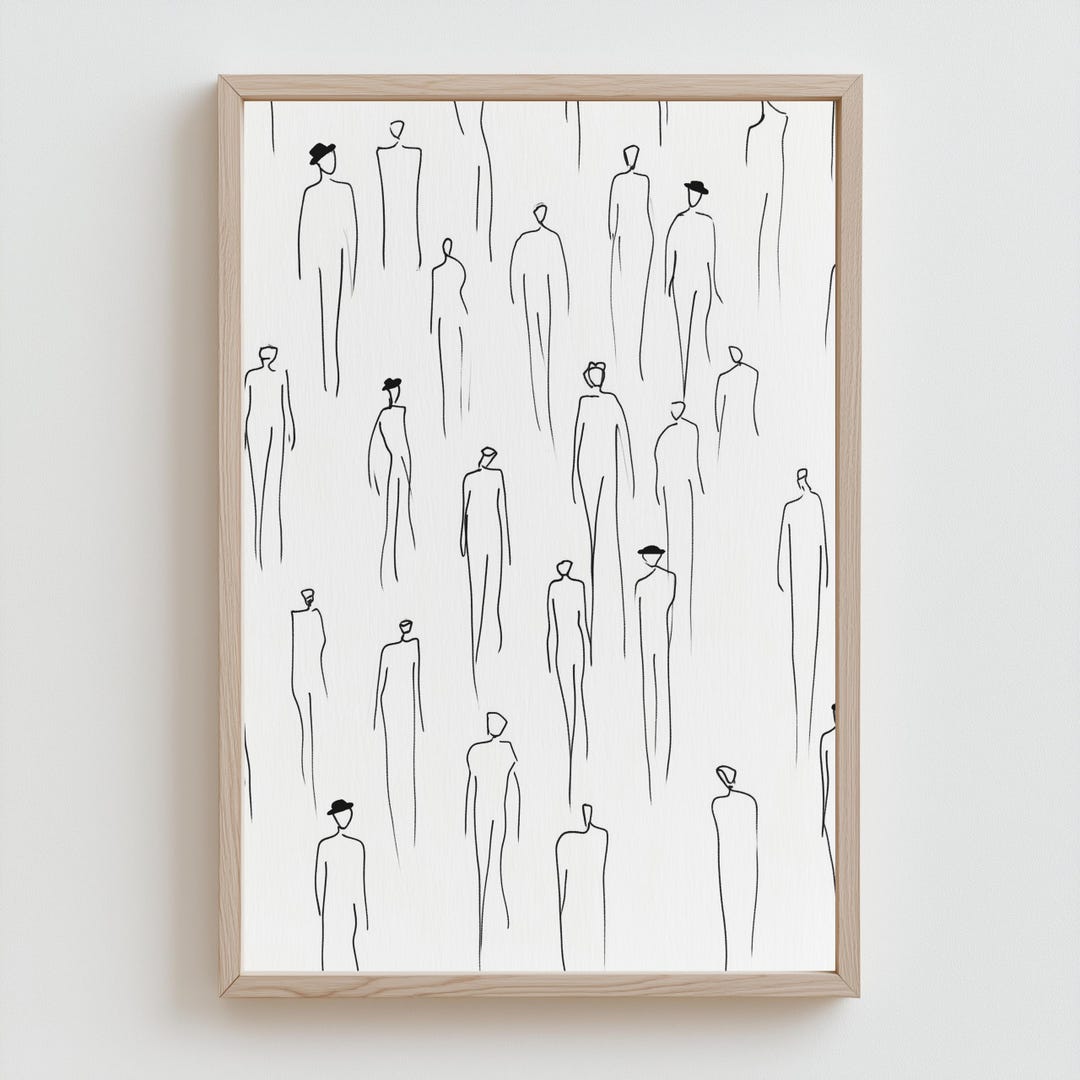 Figure Art Vintage Sketch Print Abstract Line Art Minimalist Lines Wall ...
